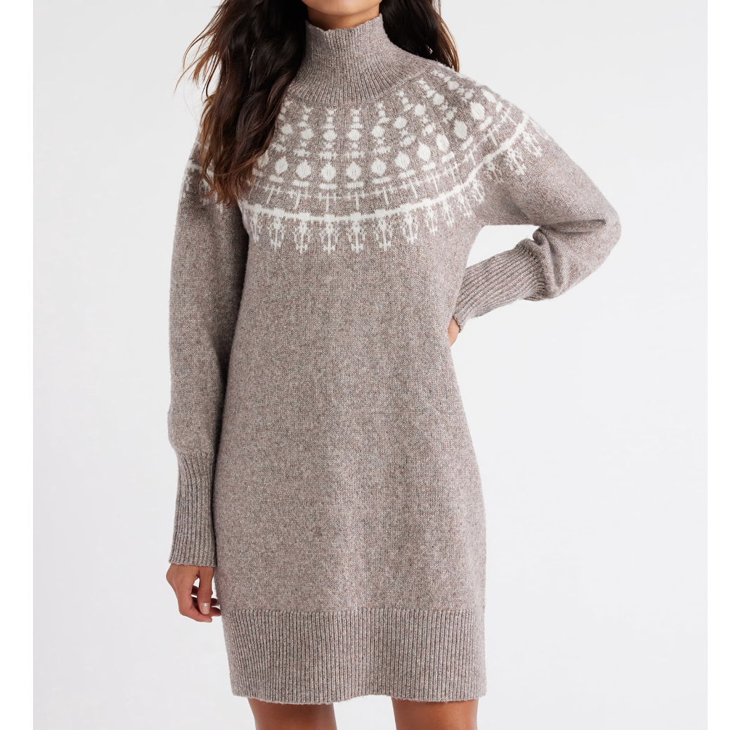 Free Assembly Women’s Fair Isle Turtleneck Sweater Mini Dress, Sizes XS ...
